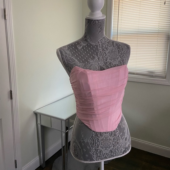 PrettyLittleThing | Tops | Light Pink Corset Top With Beautiful Draping ...